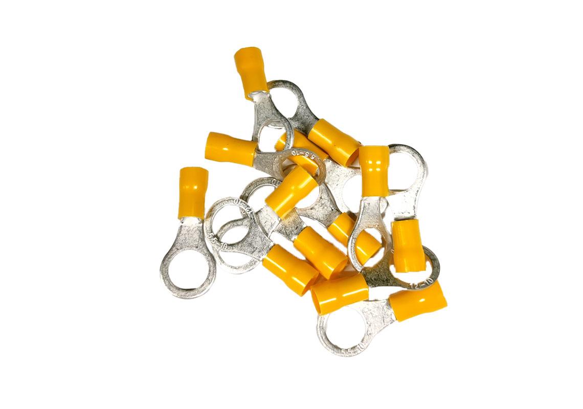 100 YELLOW EYE LUGS - CABLE SECTION: 2.63-6.64 mm² (FIXING DIAMETER: 10 ...