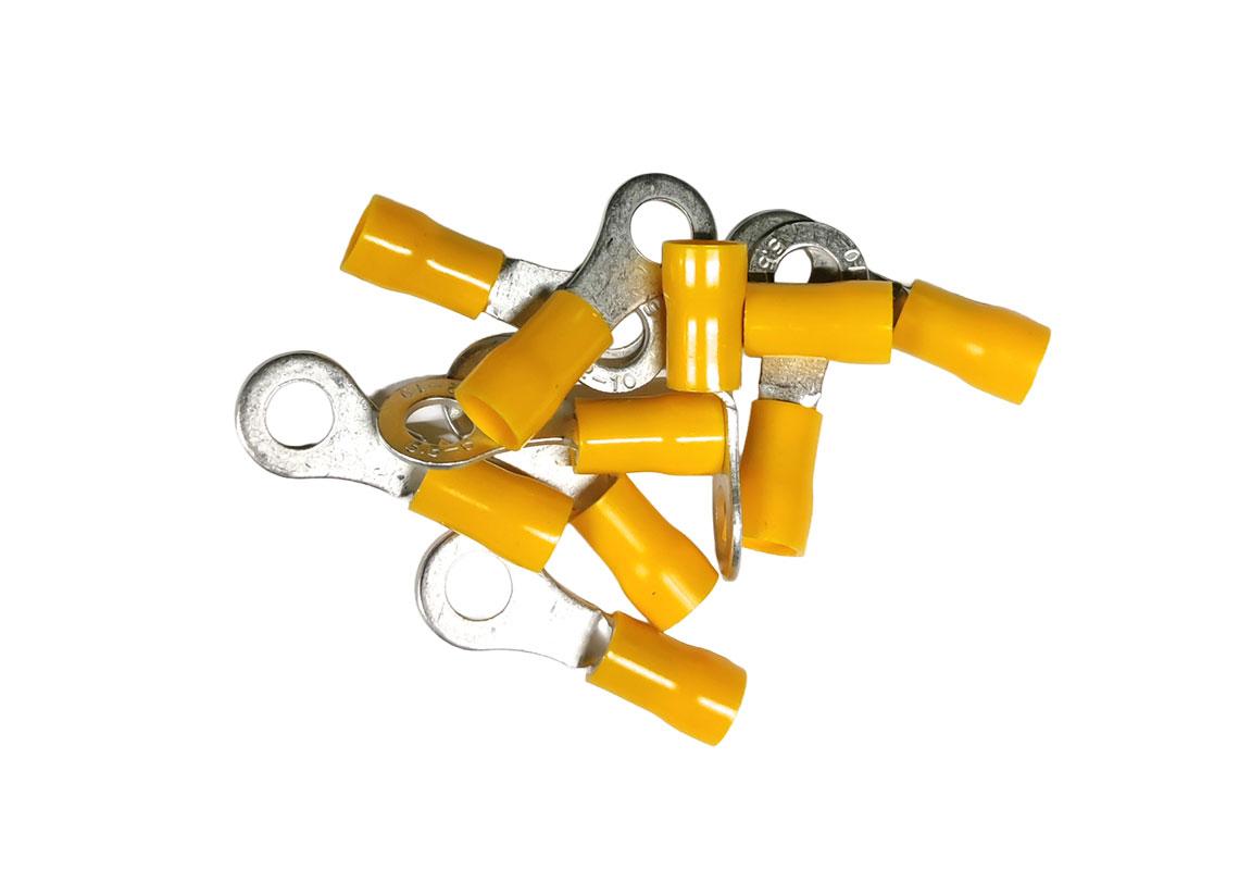 100 YELLOW PRE-INSULATED EYE LUGS - CABLE SECTION 2.63-6.64 mm² ...