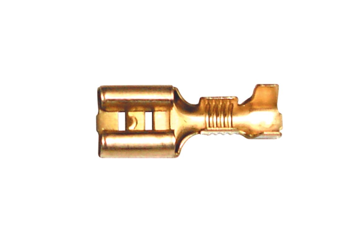 100 RAW BRASS 6.3 BARE FEMALE FLAT PODS - CABLE SECTION: 1-2.5mm² ...