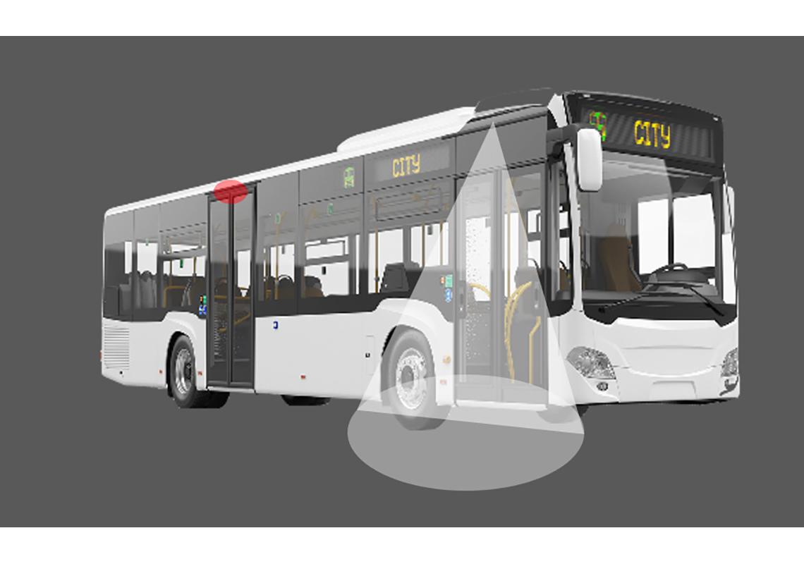 Lateral white LED exterior wall mounted lighting for bus and coach ...