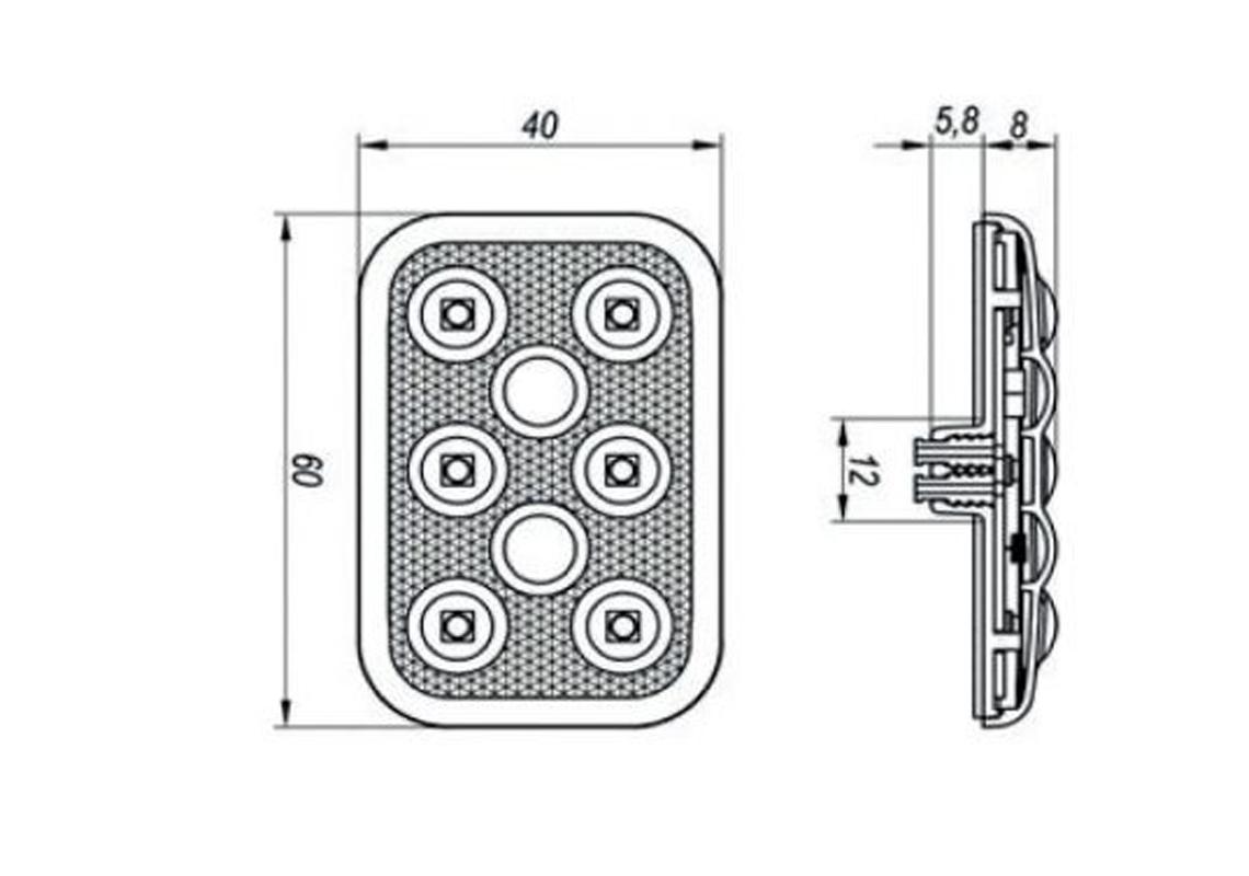 Rectangular orange LED strobe light - Vignal| Vignal Group
