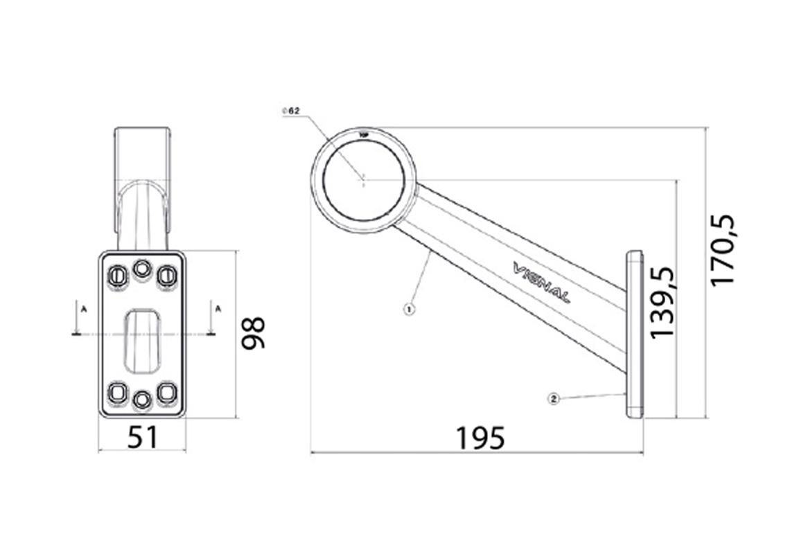 End outline marker lamp Bulbs 12/24V cristal + red cable - Vignal ...